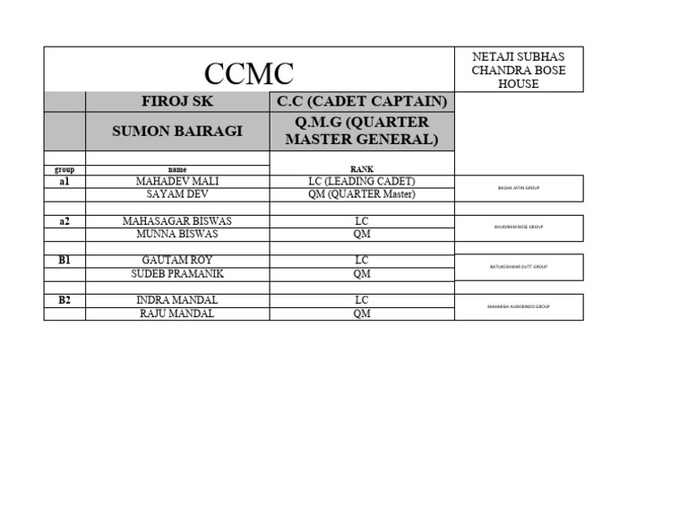 Cadet Ranks and Groups Overview | PDF