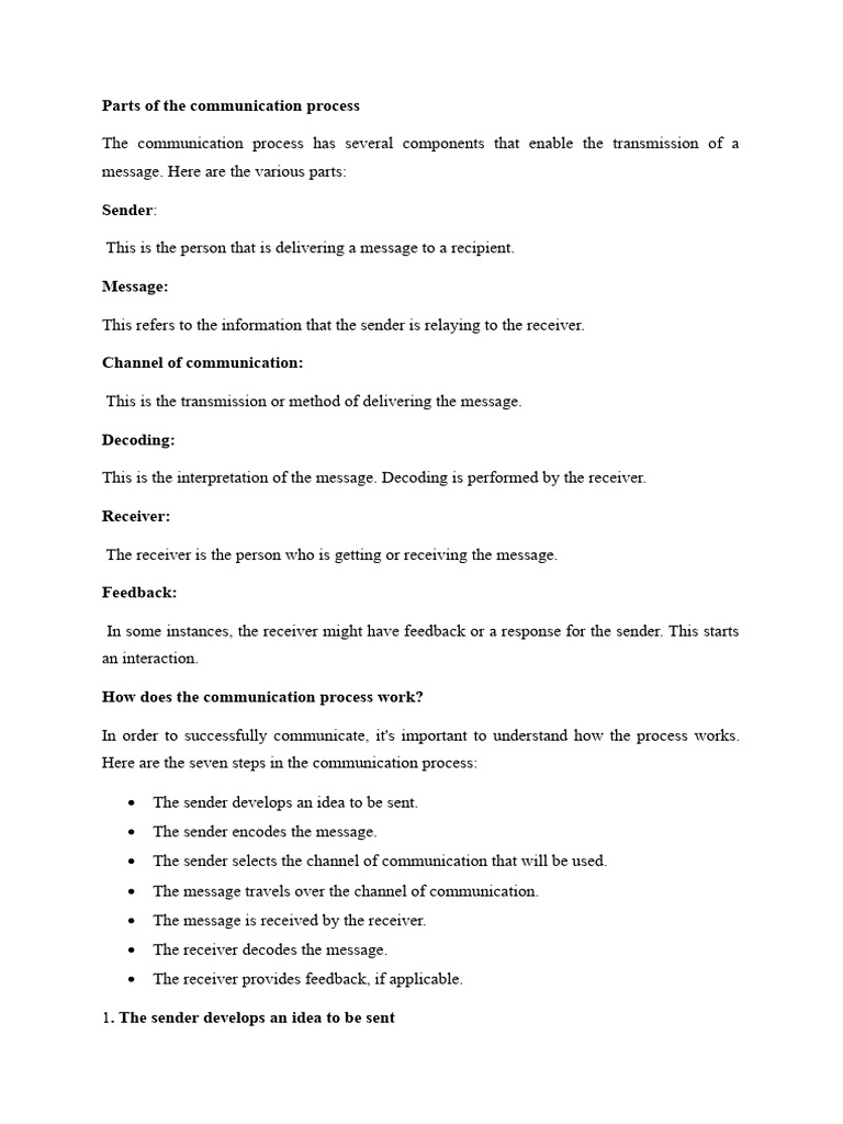 Parts of the Communication Process | PDF | Communication | Information