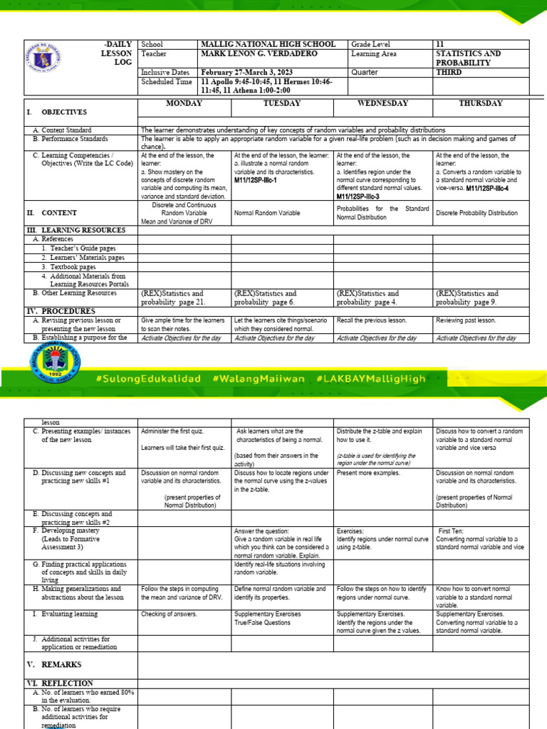 Stat&Prob 3rd Week 3 | Download Free PDF | Normal Distribution ...