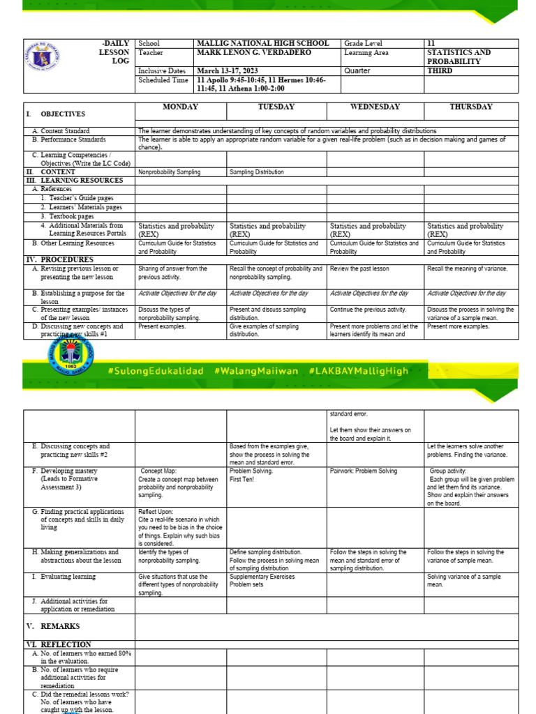 Stat&Prob 3rd Week 5 | PDF