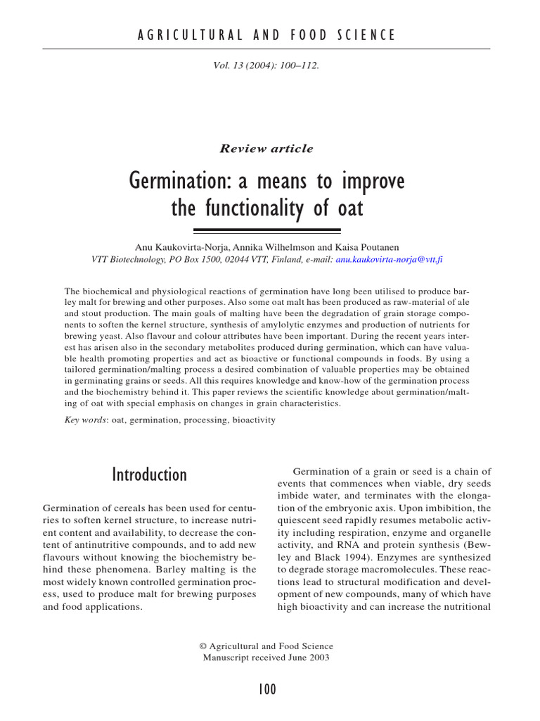 Review Oat | PDF | Oat | Starch