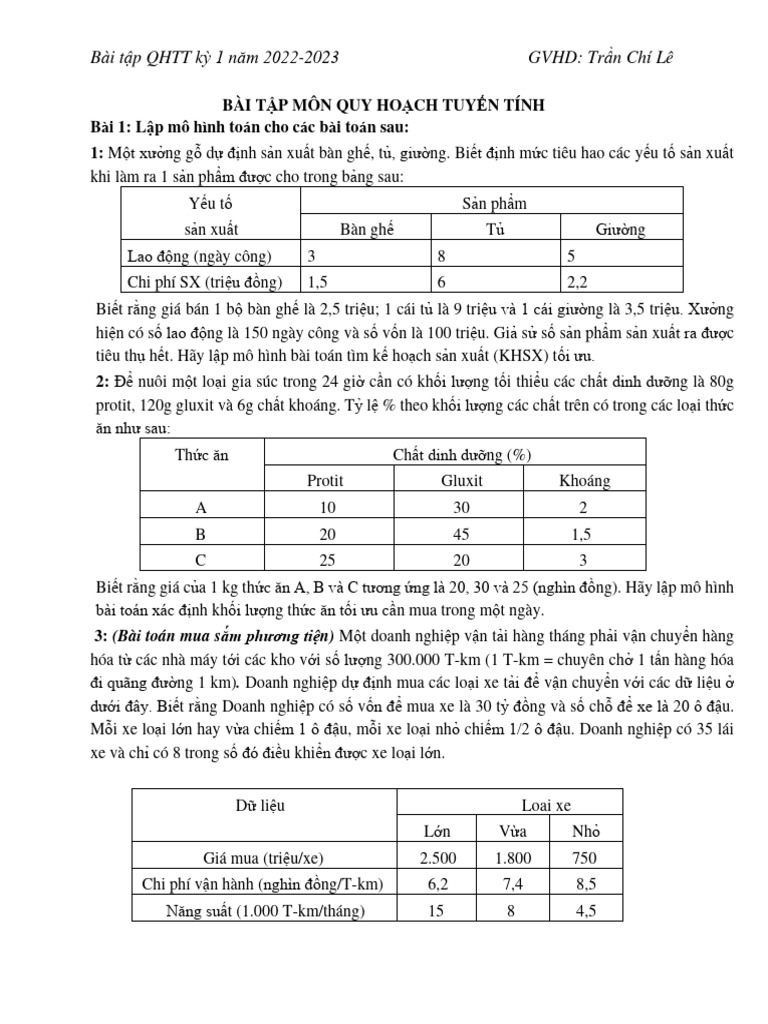 BÀI TẬP QHTT KỲ 1 NĂM 2022-2023 | PDF