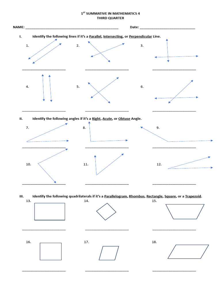 1ST Summative in Mathematics 4 | PDF | Teaching Methods & Materials