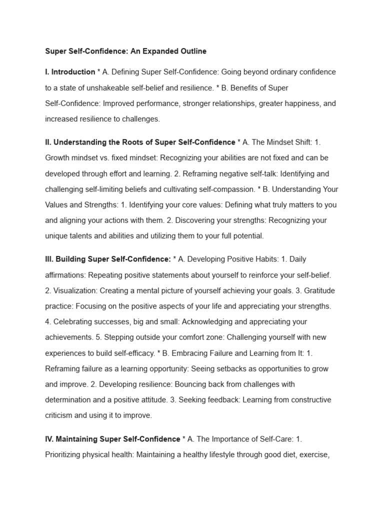 Super Self-Confidence - An Expanded Outline | PDF | Psychological ...