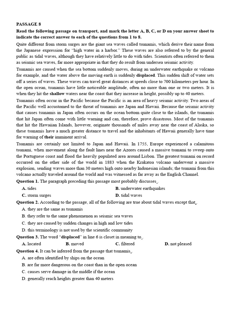 Passage 8 | PDF | Travel | Science & Mathematics