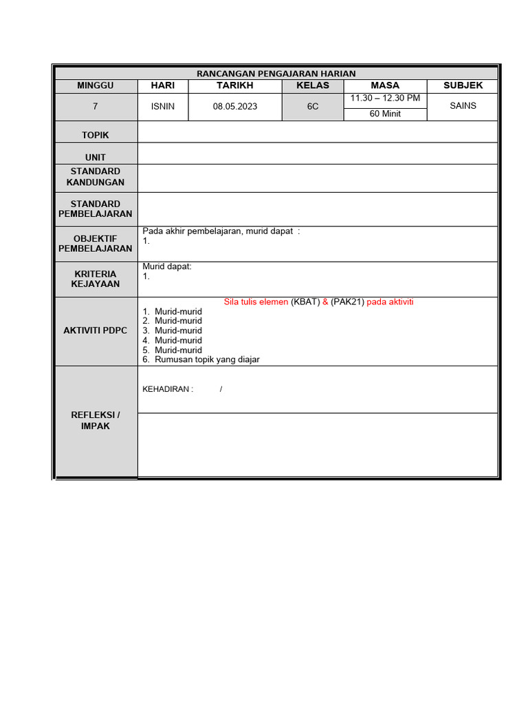 Tapak RPH Sesi 2024&2025 | PDF
