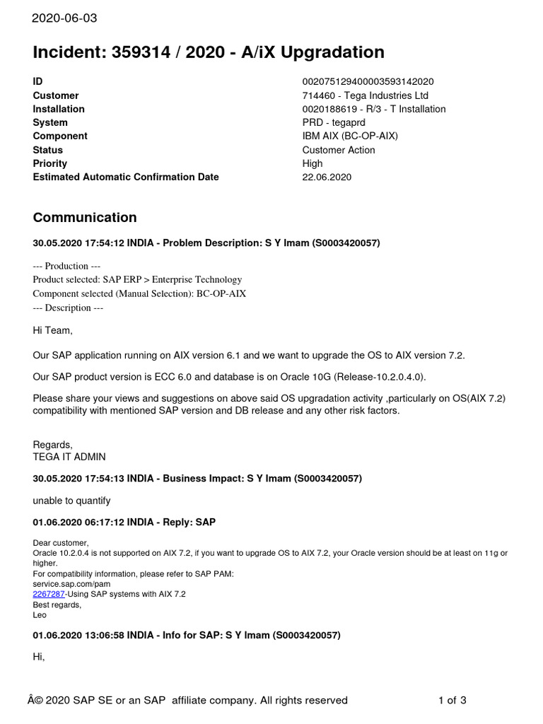 SAP AIX Upgrade Compatibility Guide | PDF