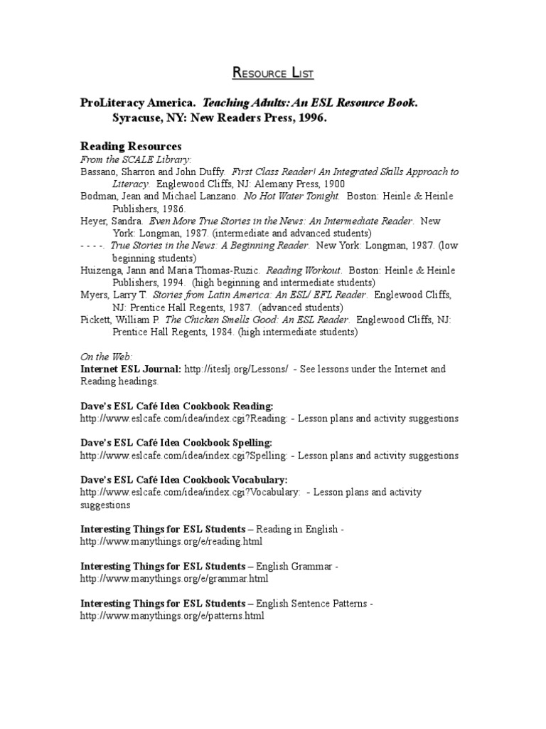 ESL Reading & Pronunciation Resources | PDF | Psycholinguistics ...