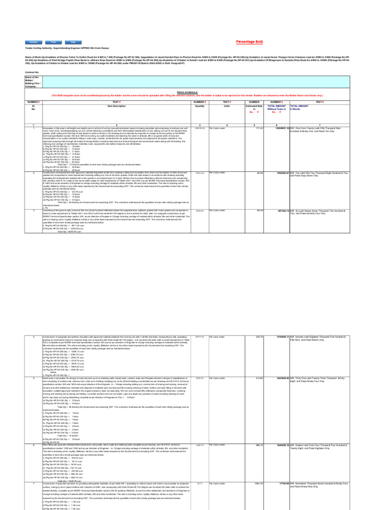 BOQ_1 | PDF | Concrete | Road Surface