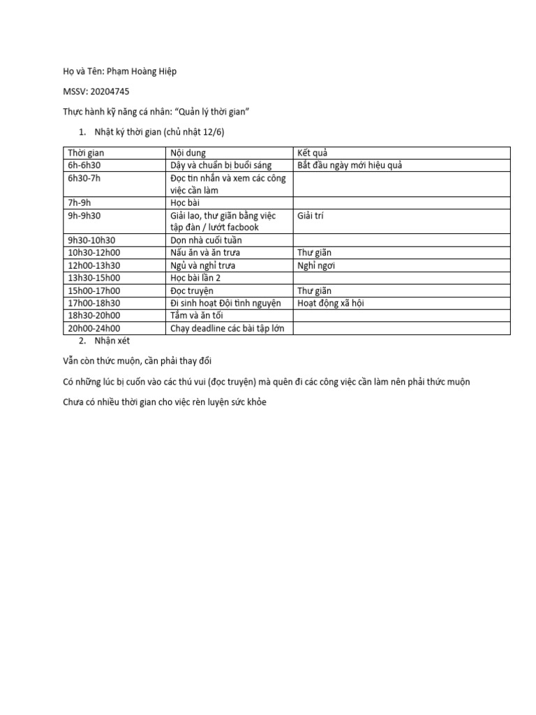 Quan Ly Thoi Gian | PDF