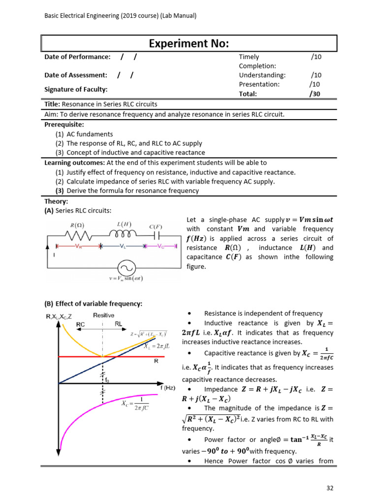 BEE RLC Resonance | PDF | Electrical Impedance | Capacitor