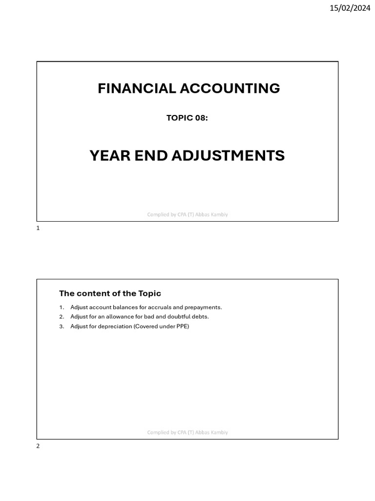 A3. Year End Adjustments | PDF | Deferral | Accrual