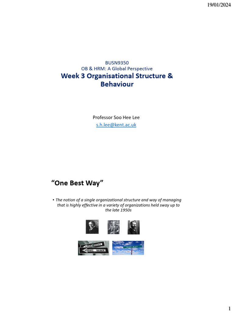 BUSJ9350 - Week 3 - Organisational Structure Behaviour | PDF ...