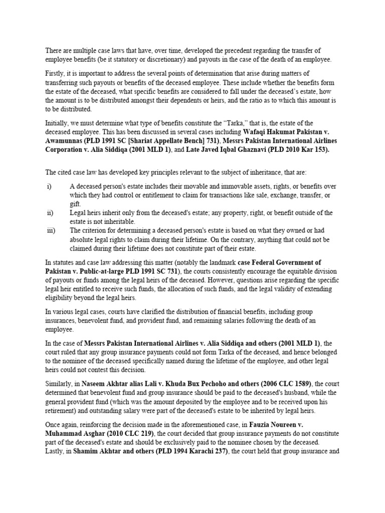 Case Law Legal Heirs | PDF | Employment | Inheritance