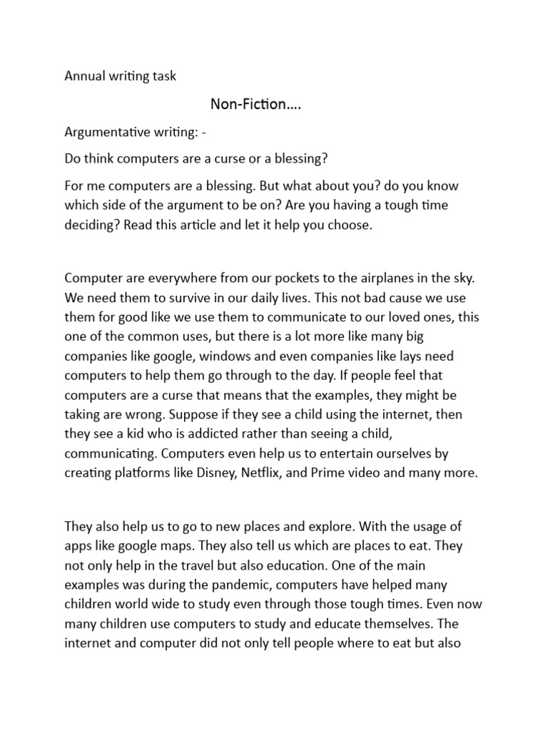 Annual Writing Task | PDF