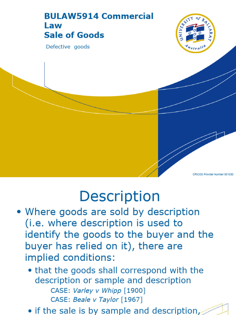 Sale of Goods Law: Key Conditions & Remedies | PDF