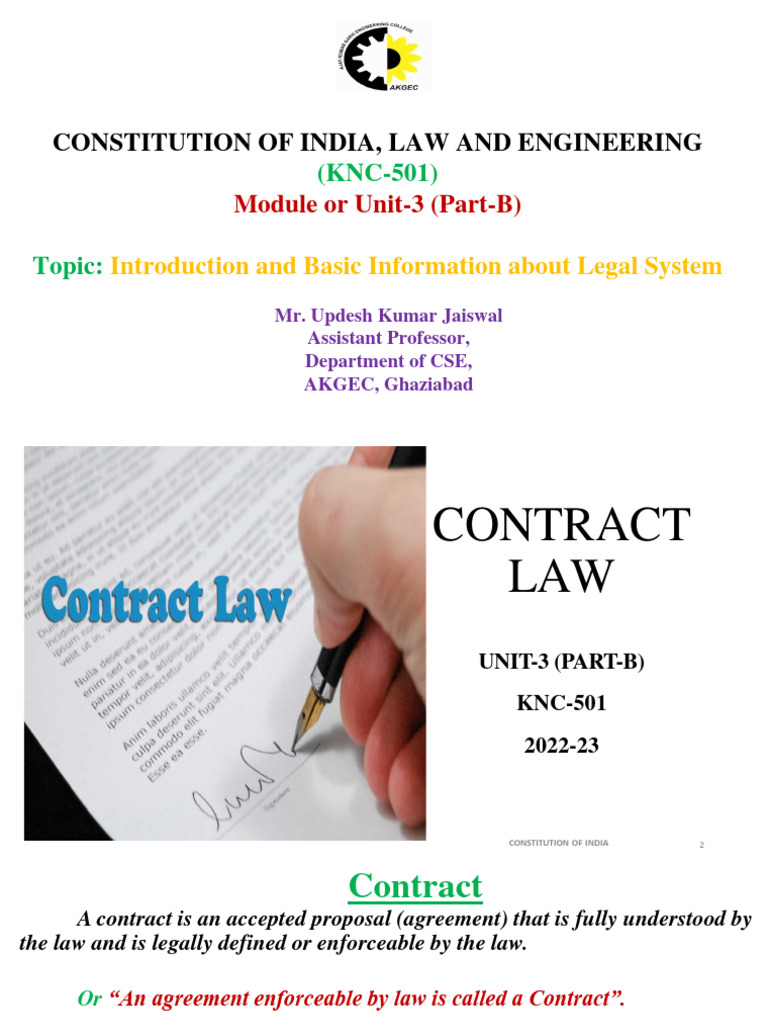 Overview of Indian Contract Law | PDF | Consent | Legal Ethics