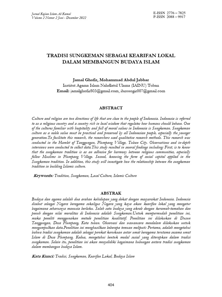 4 Tradisi Sungkeman (Jamal Ghofir) | PDF