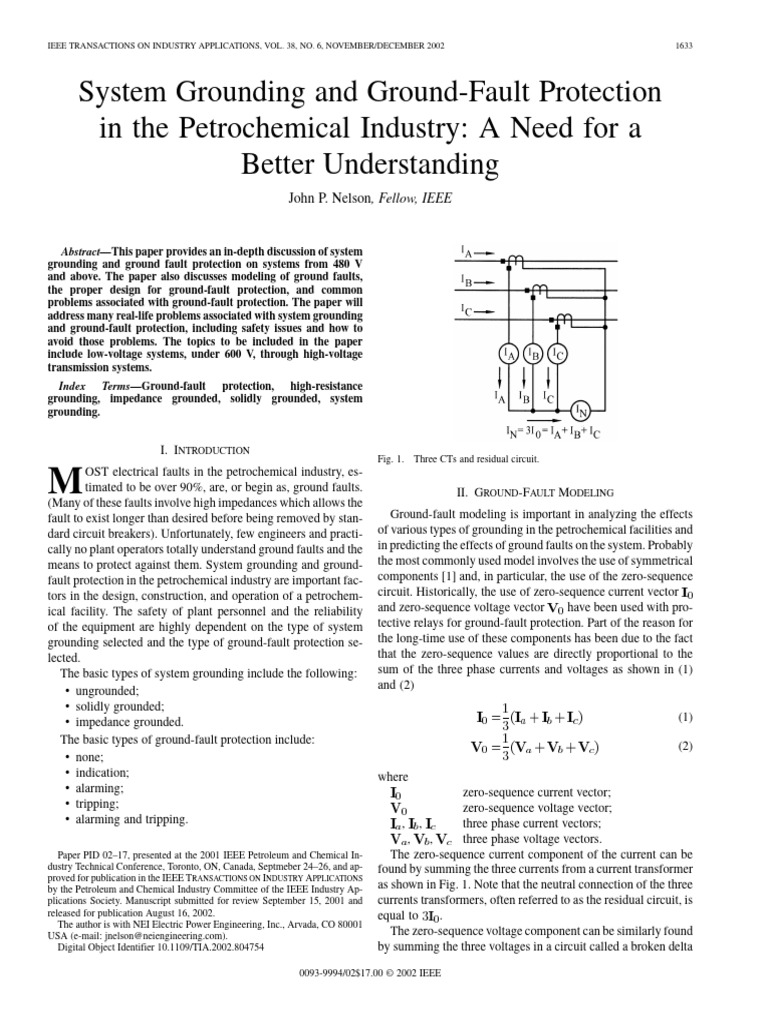 System Grounding and Ground-Fault Protection in The Petrochemical Industry: A Need For A Better ...