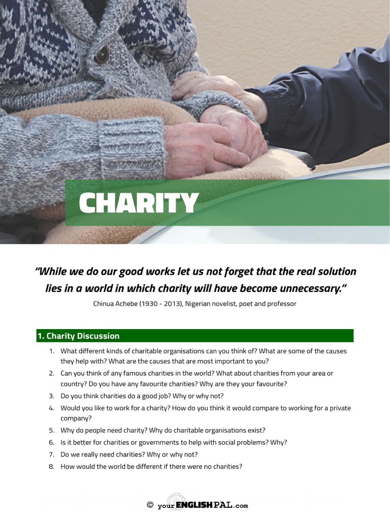 Your English Pal ESL Lesson Plan Charity Student v1 | PDF | Charitable ...