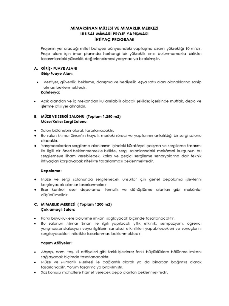 İhtiyaç Programı Örnek | PDF