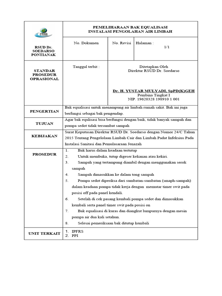 Pemeliharaan BAk Equalisasi IPAL | PDF