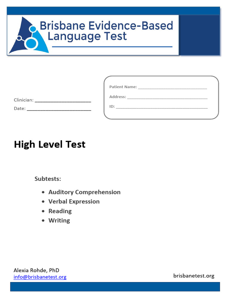 Brisbane EBLT High Level Test | PDF | Word | Menu
