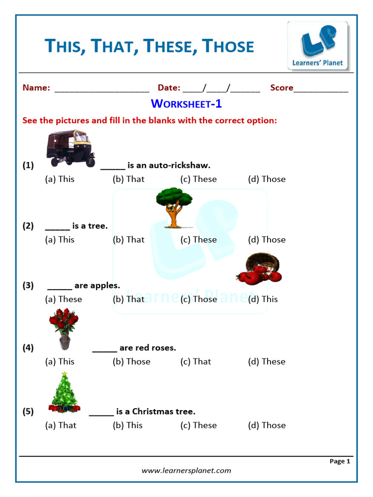This That These Those Worksheet 1 | PDF | Botany | Plants