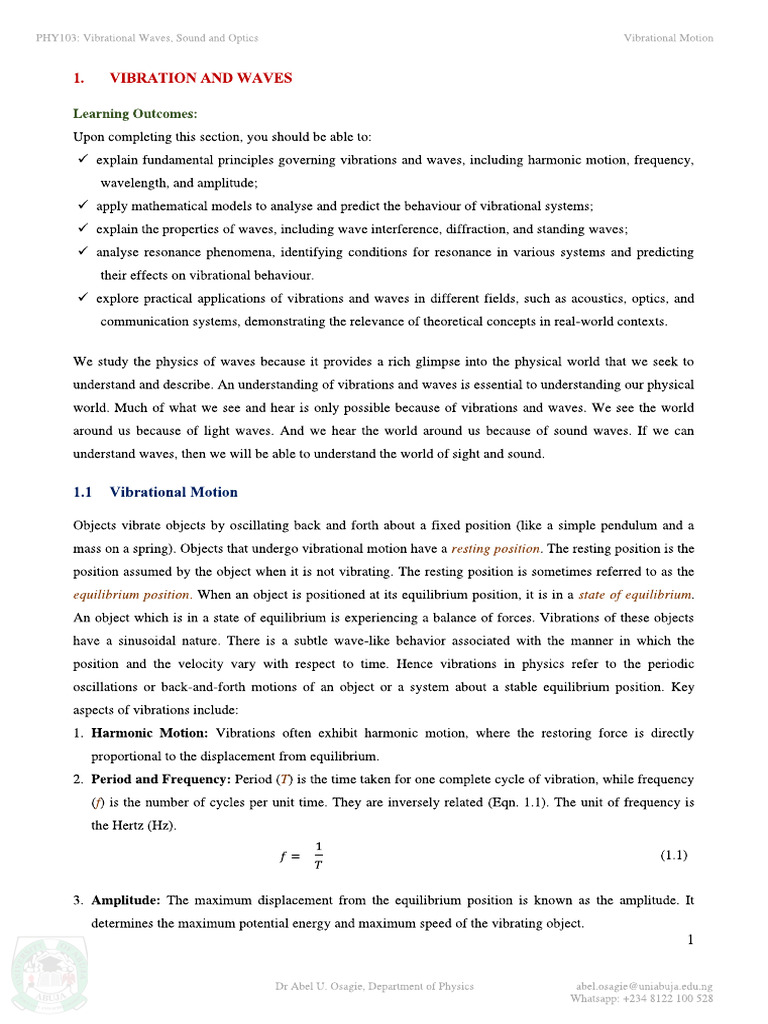Module 01-Vibrational Motion - A | PDF