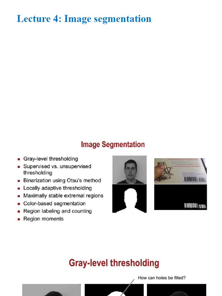 Lecture 4 Segmentation | PDF | Digital Signal Processing | Computer Graphics