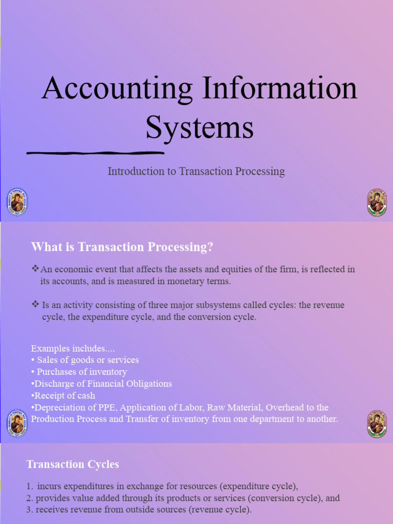 Accounting Information Systems Introduction To Transaction Processing Pdf Expense Inventory