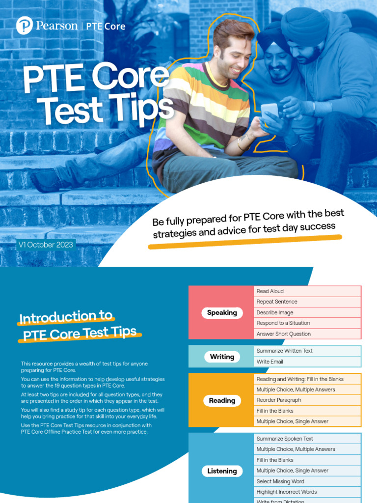 PTE Core Test Tips V1 Oct 2023 | PDF | Verb | Adverb