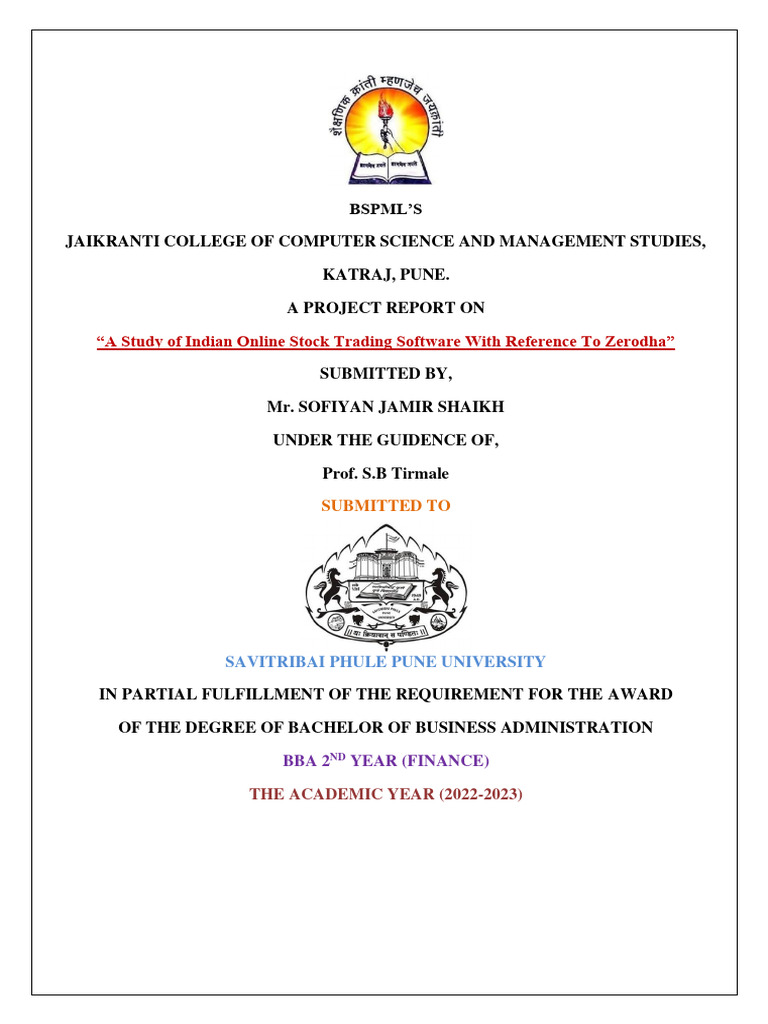 SOFIYAN BBA PROJECT Final For Print | Download Free PDF | Order ...