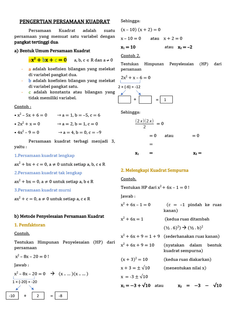 Persamaan dan Fungsi Kuadrat | PDF