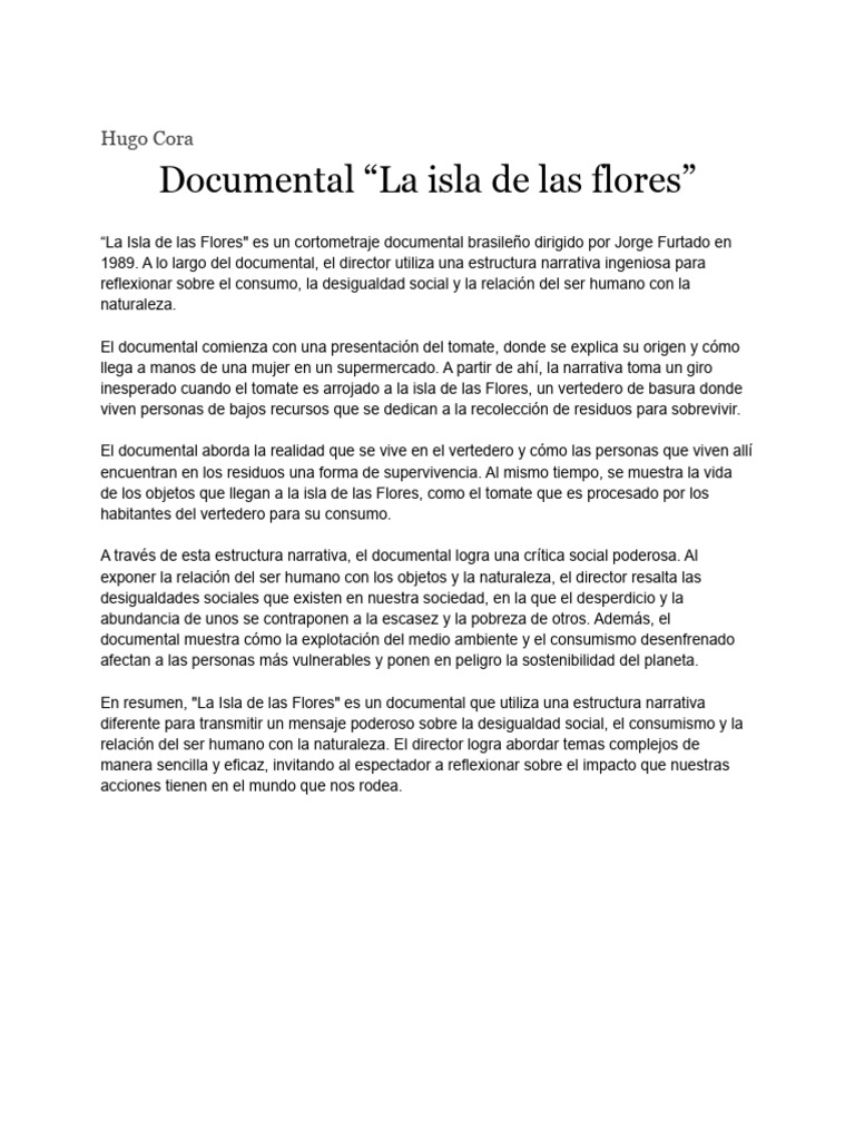 La Isla de las Flores: Crítica Social y Naturaleza | PDF