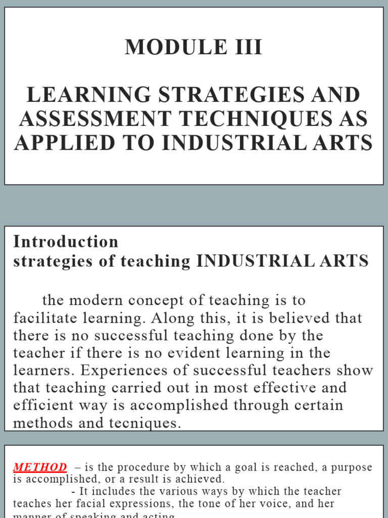 MODULE 3 Learning Strategies and Assessment Techniques As Applied To IA ...