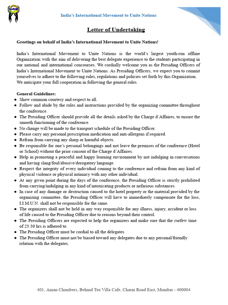 Letter of Undertaking | PDF | Justice | Crime & Violence