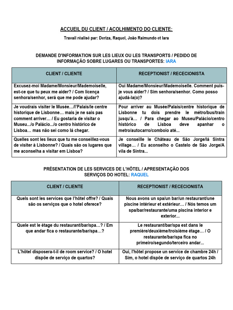 Accueil Du Client | PDF