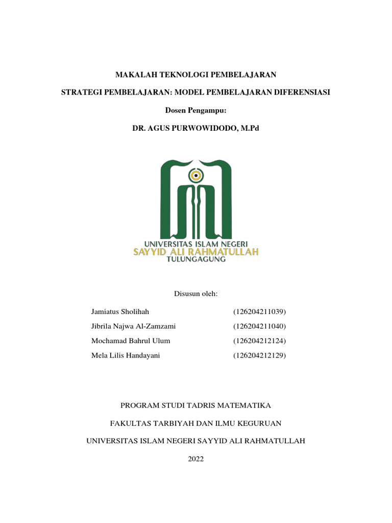 Makalah Kel 2 - Strategi Pembelajaran Model Pembelajaran Diferensiasi | PDF