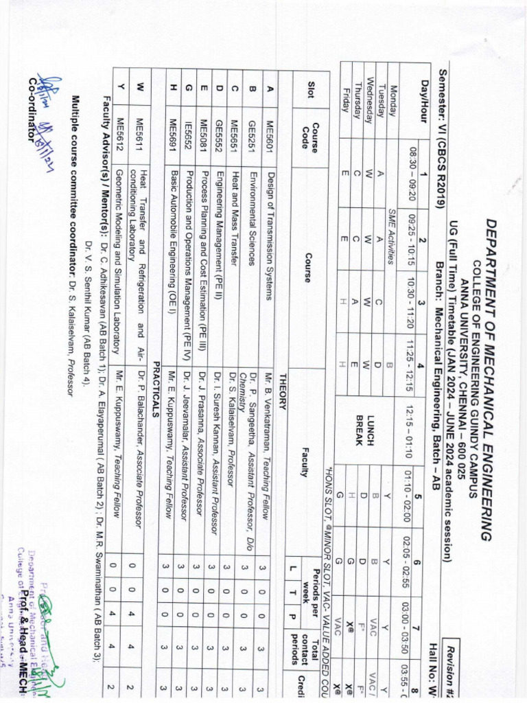 Time-Table-Rev 2 - UG - FT - Jan-June 2024 | PDF