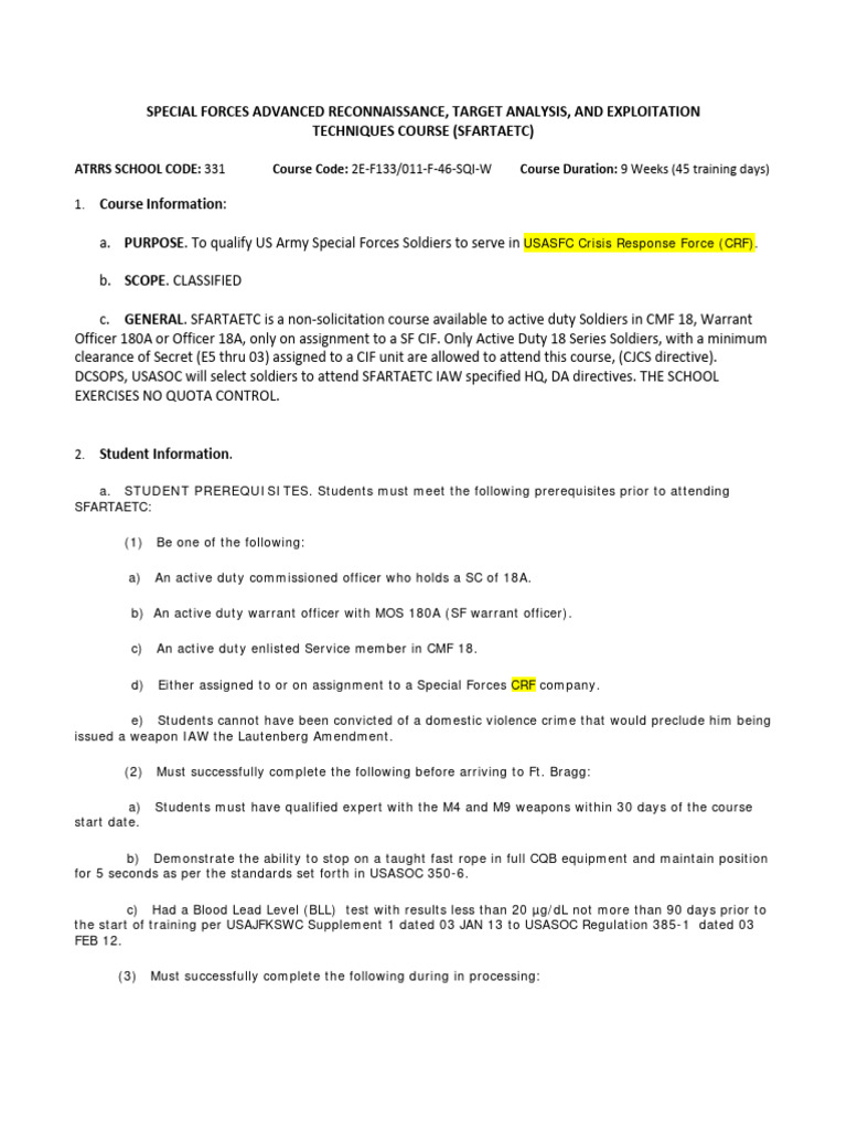 Special Forces Advanced Reconnaissance Target | PDF | Glasses ...