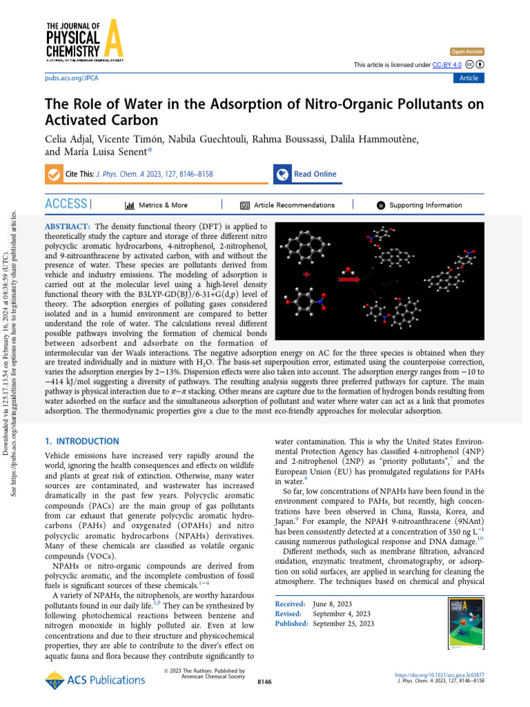 Adjal Et Al 2023 The Role of Water in The Adsorption of Nitro Organic ...
