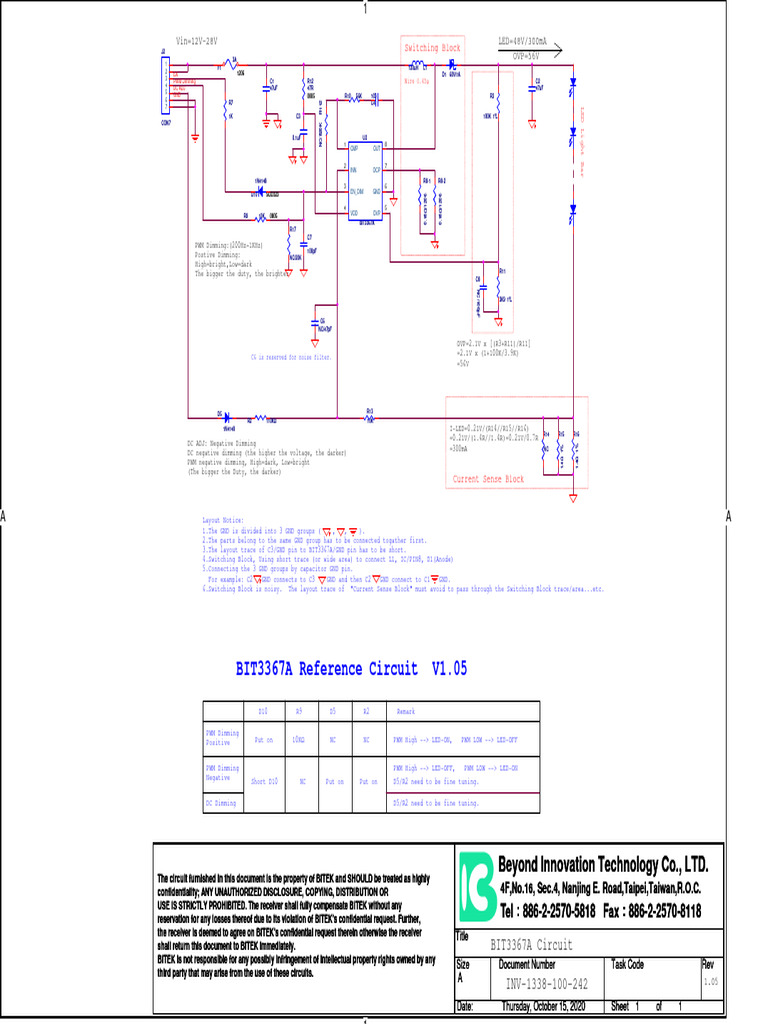 BIT3367A Reference Circuit V1.05: Vin 12V-28V LED 48V/300mA OVP 56V | PDF | Electric Power ...