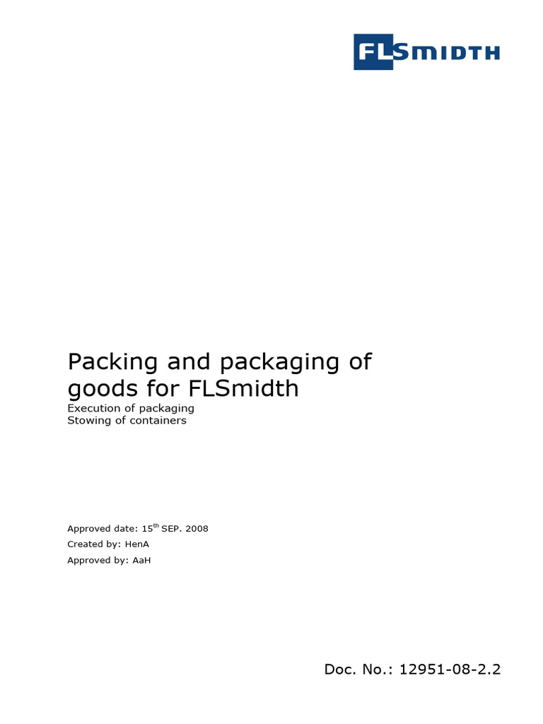 Packing and Packaging of Goods For Flsmidth | PDF