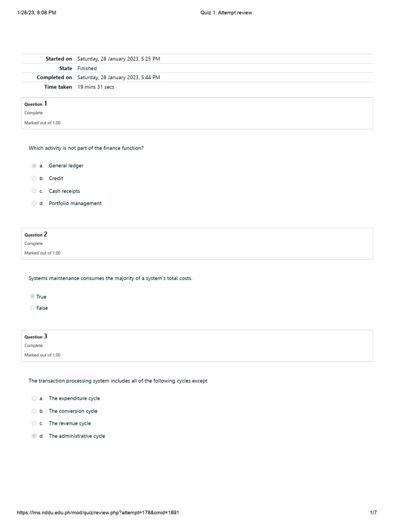 Quiz 1 - Attempt Review IAS | Download Free PDF | Information | Accounting