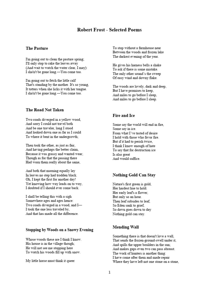 Robert Frost - Selected Poems | PDF