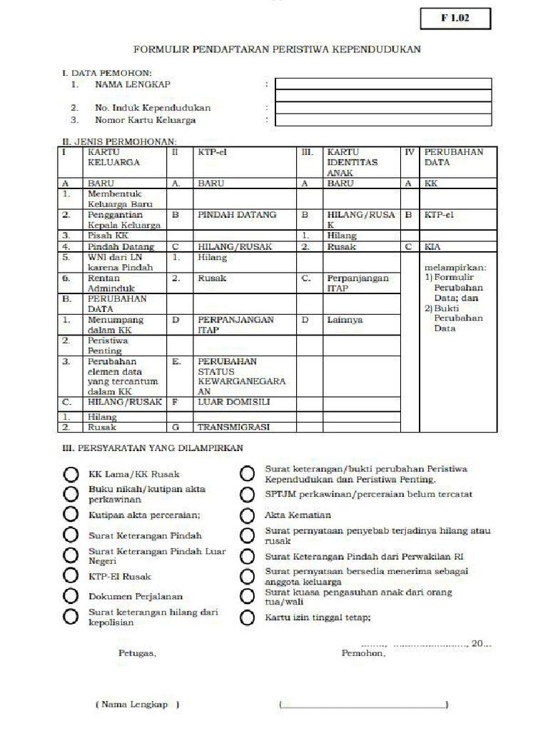 Template Formulir F-102 | PDF