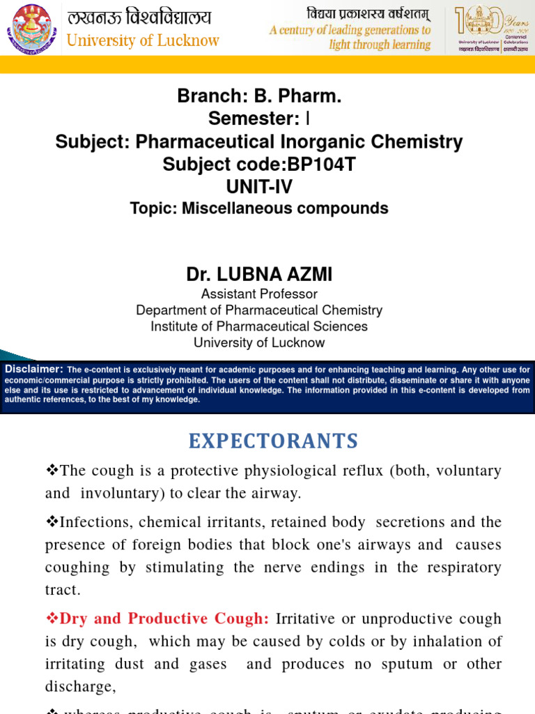 4TH Unit Ioc | PDF | Cough | Sodium Hydroxide