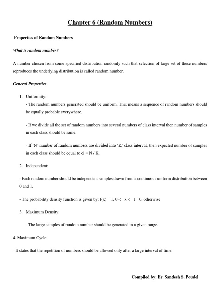 SM 6 (Random Number) | PDF | Probability Distribution | Scientific Method