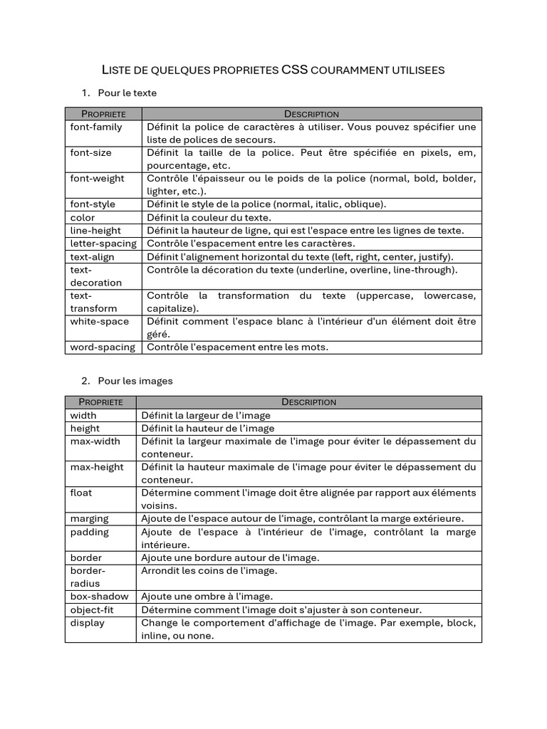 Liste Des Propriétés CSS | PDF